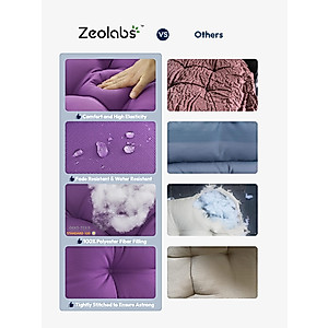 ZEOLABS Outdoor High Back Chair Cushion,Water Resistant Tufted Adirondack Rocking Chair Cushion with Ties,Replacement Seat Cushion for Patio Furniture,Purple