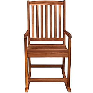 SLGSDMJ Outdoor Rocking Chair, Wooden Rustic High Back All Weather Rocker, for Indoor, Backyard & Patio Outdoor Rocking Chair Acacia Wood