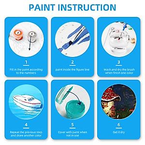 Ginkko Paint by Numbers for Adults Beginner & Kids Ages 8-12 with Wooden Frame Easy Acrylic on Canvas 9x12 inch with Paints and Brushes, Moon Mushroom Forest Butterfly(Include Framed)