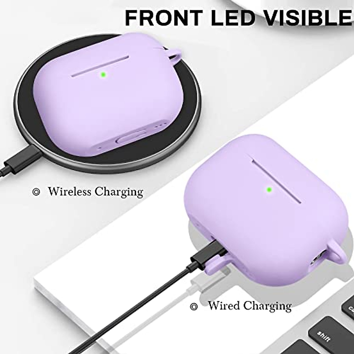 Case for AirPods Pro 2, AIIEKZ Cute AirPod Pro 2 Cover for Women Girls, Soft Silicone Case for Air Pods Pro 2nd Generation Wireless Charging Case with Beaded Bracelet Keychain (Lavender Purple)