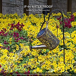 Dynaming 2 Pack Art Light LED Solar Waterfall Watering Can, Outdoor Decorative Garden Light, Retro Waterproof Copper Yard Party Decoration Stake Light for Pathway Lawn Patio Deck Walkway Courtyard