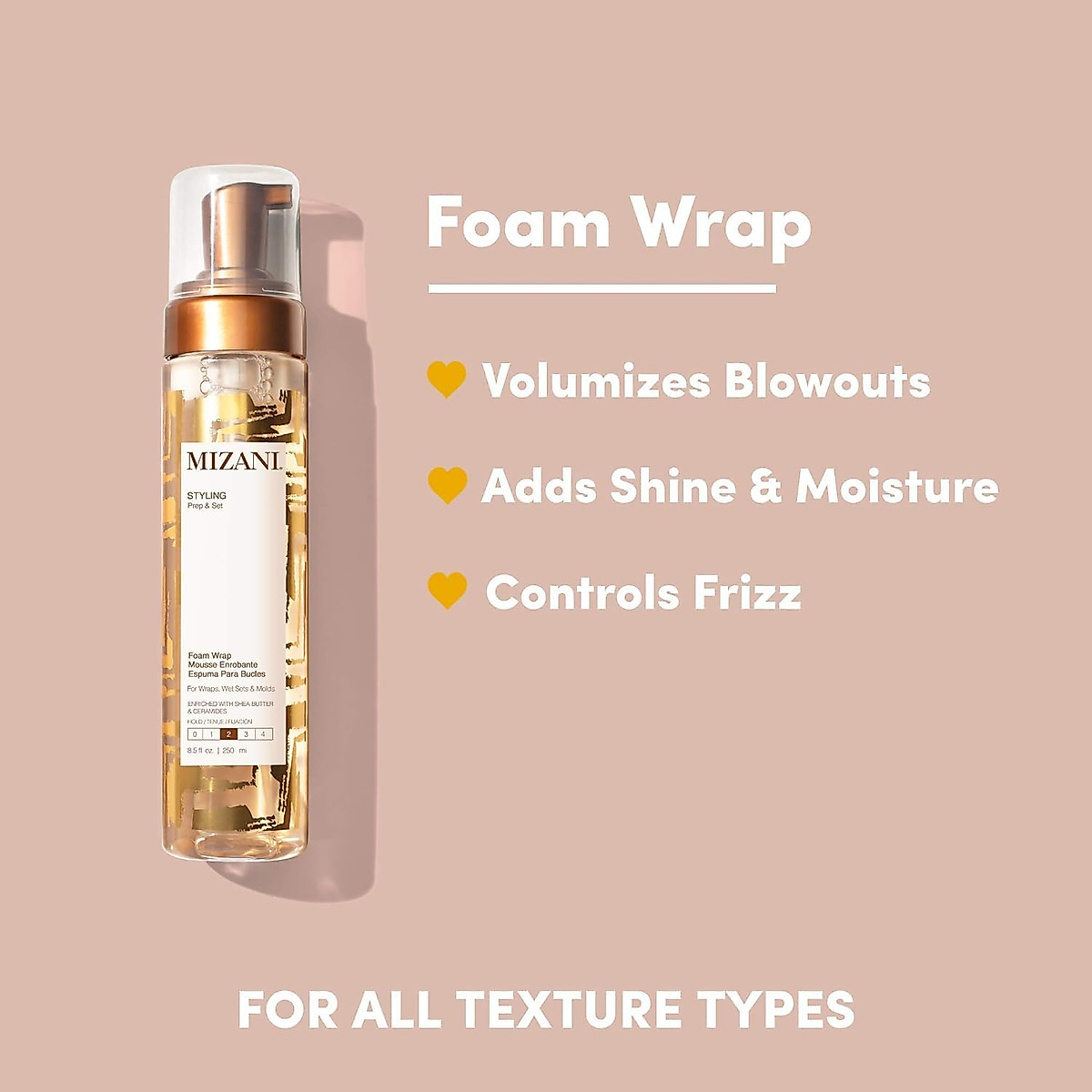 Mizani Styling Foam Wrap | Balances Hydration, Shine & Hold | with Shea Butter | Paraben-Free | for Curly Hair | 8.5 Fl Oz