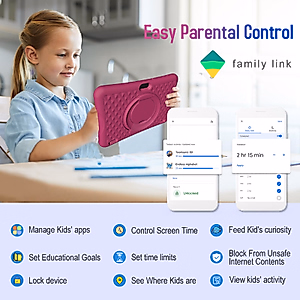 10" Kids Tablet Android 13.0, 4GB RAM+64GB ROM, Learning Tablets for Toddler Children Teen, WiFi-6, 2Ghz CPU, 2.4G/5G, Dual Camera, 10.1'' IPS HD Screen, Family Link, 8000mAh Battery, 2-Year Warranty