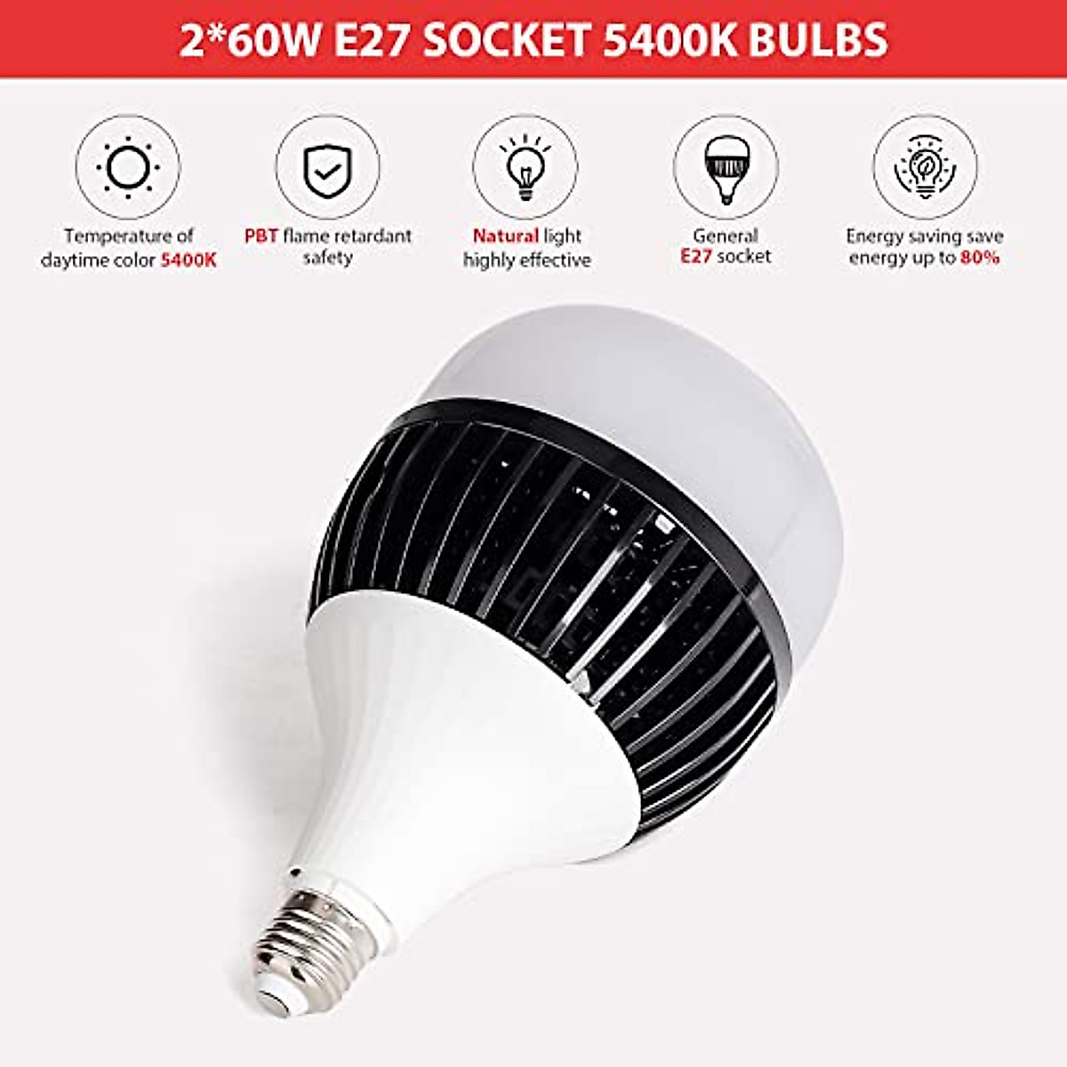 VICIALL HPUSN Softbox Lighting Kit 2x76x76cm Photography Continuous Lighting System Photo Studio Equipment with 2pcs E27 Socket 85W 5400K Bulbs for Filming Model Portrait Product Fashion Photography