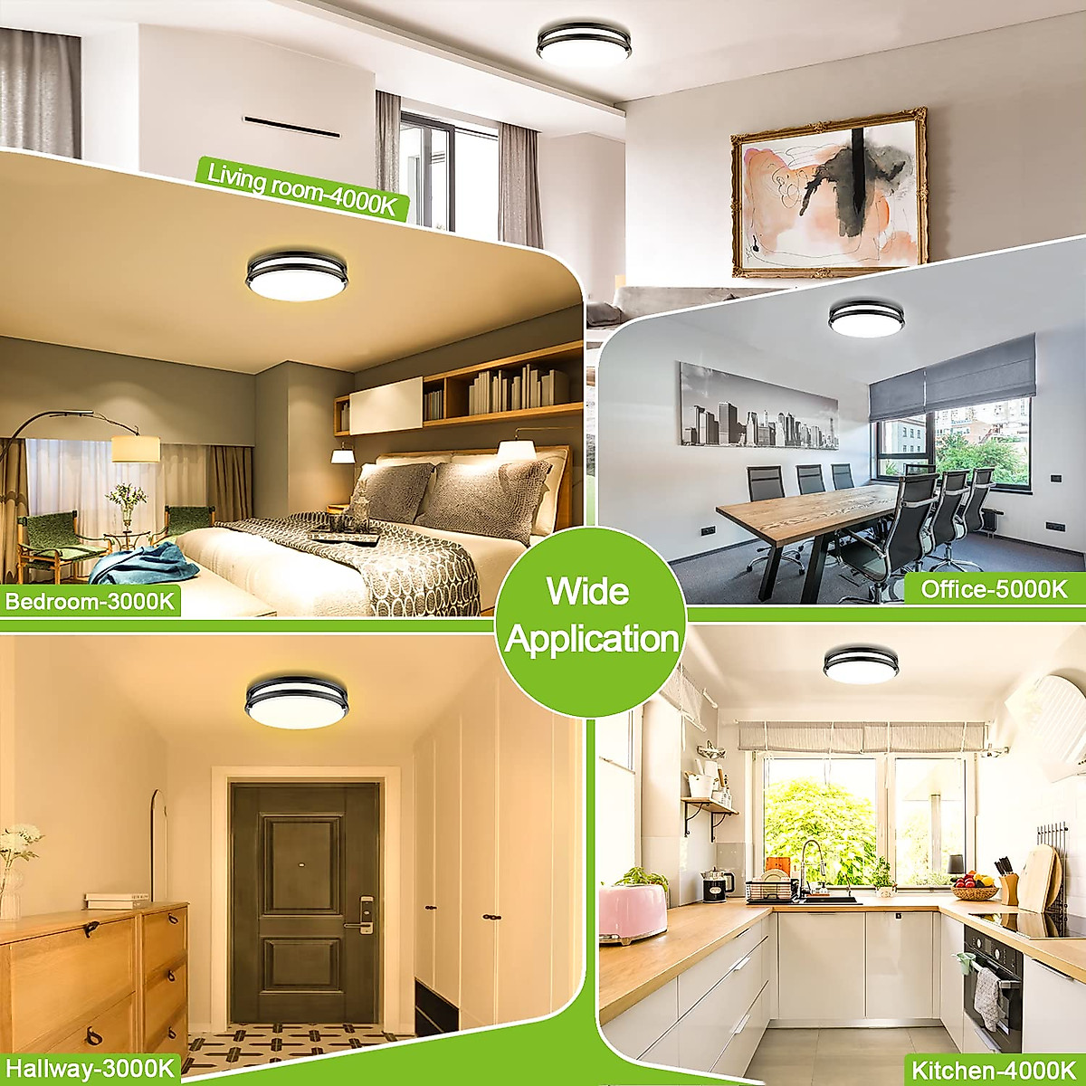 Yogaret 13 Inch LED Ceiling Light Fixture: 40W Flush Mount Ceiling Light 4000 Lumens Dimmable, 3000K/4000K/5000K Modern Ceiling Lamp for Bedroom Kitchen Bathroom Hallway Closet Laundry