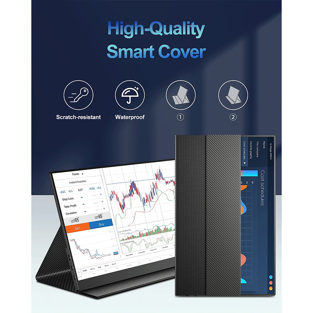 CNBANAN 2.5K Portable Monitor, 16" Laptop Monitor Extender 2520x1680 QHD Slim Lightweight IPS 1500:1 USB C HDMI Computer Display Gaming Screen with Speakers Travel Monitor for Mac Phone Xbox Game