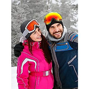 SATINIOR 4 Pieces Skull Caps for Men Women Fleece Winter Hat Warm Soft Polar Beanie Hat Thick Windproof(Black, Camouflage, Navy Blue, Grey, Large)