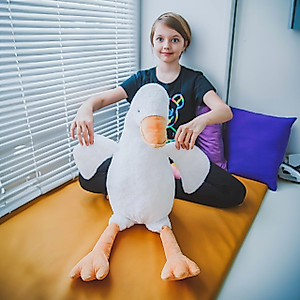 WEIGEDU 30" Large Goose Stuffed Animals Plush Toys Swan Duck for Kids Babies Bedtime Birthday Easter Gifts, Stuffed Goose Throw Plush Pillow Super Soft, White