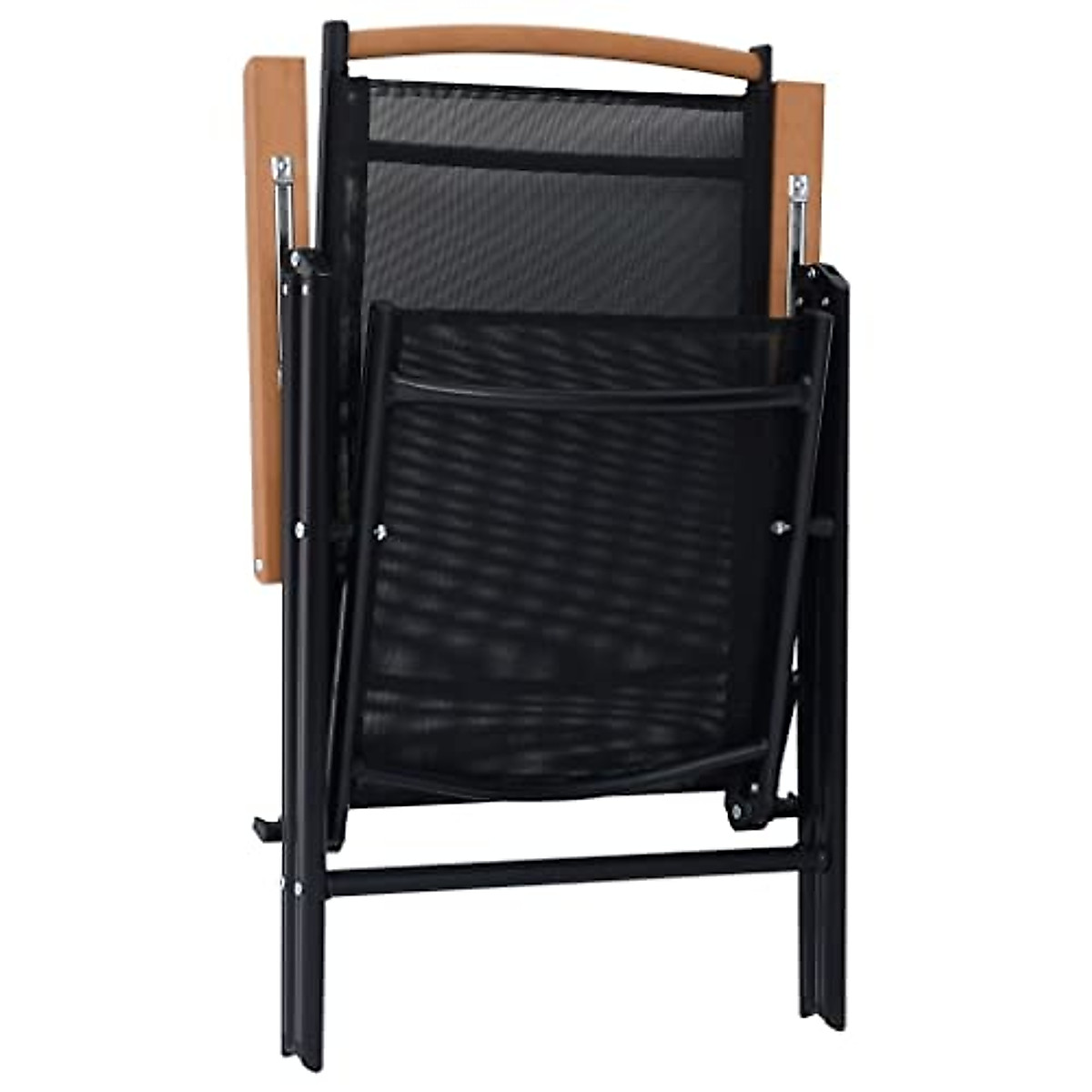 Folding Patio Chairs 2 pcs,Outdoor Dining Chairs,Camping Chair, Garden Chair,Assembly Required,Can be Used for Deck, Apartment Balcony, poolside, Camping, Fishing, Aluminum and Textilene Black