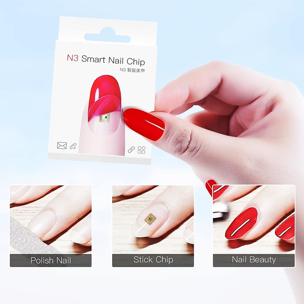 ZYZM N3 Smart Nail Art Chip Electronic Tactile NFC Sensor Internet of Things Nail Chip Wireless Sensor Virtual Call Compatible with Android, iOS Platform Smart Phone Sports Bracelet Watch