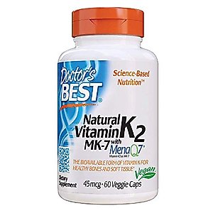 Doctor's Best Natural Vitamin K2 MK-7 with MenaQ7 White No Flavor, 60 Count