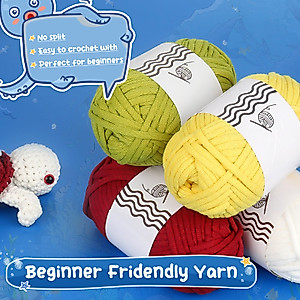 Katech Crochet Kit for Beginners-Super Easy Beginner Crochet Animal Kit for Adults Kids with Step-by-Step Video Tutorials, Easy-to-See Stitches Yarn for Beginners Crochet Turtle Kit Making