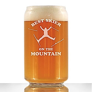 Best Skier - Beer Can Pint Glass - Unique Skiing Themed Decor and Gifts for Mountain Lovers - 16 oz Glasses