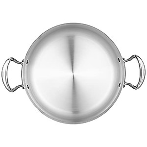 Mauviel M'Cook 5-Ply Polished Stainless Steel Rondeau/Braiser Pan With Lid, And Cast Stainless Steel Handles, 6-qt, Made In France