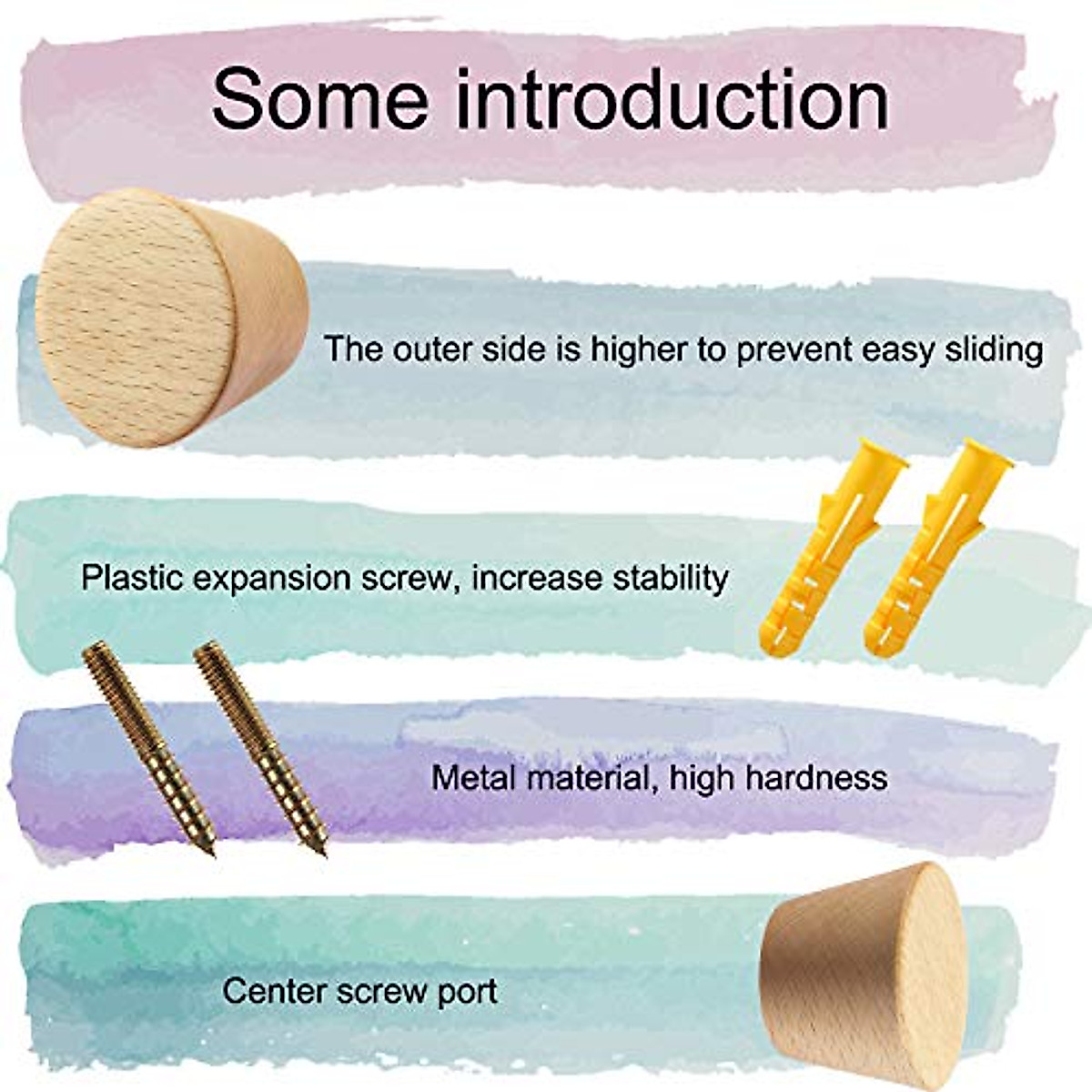 6 Pieces Wooden Coat Hooks Wall Mounted Single Cone Coat Hook Rustic Wall Coat Rack for Living Room Hanging Coats, Hats, Bags