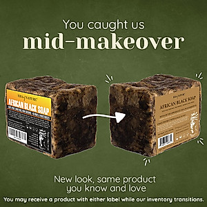 era of nature Best Raw ORGANIC AFRICAN BLACK SOAP, for Dry Skin and Skin Conditions. Pure & Natural Ingredients, Imported From Ghana - 1lb (16oz)
