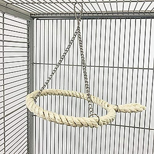 Sisal Swing - Natural Rope Interactive Hanging Swing Perch Cage Accessory Toy - Sugar Gliders, Squirrels, Degus, Opossums, Marmosets, Monkeys, Parrots, Birds, Rats & Other Small Pets