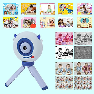 Fdit Kids Camera Abs Silicone Girls Artificial Swag Kids Video Camera with Stand for 3‑12 Years Old (Blue)