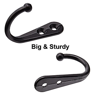 Sunmns 24 Pieces Coat Hooks Single Wall Mounted Robe Hook Vintage Hanger and 50 Pieces Screws (Black)