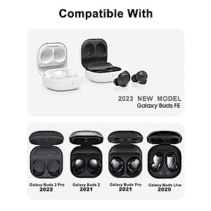 ATIMIRA TPU Rose Carving Case with Buckle Compatible with Galaxy Buds FE Case 2023 Galaxy Buds 2 Pro Case 2022/ Galaxy Buds 2 Case 2021/ Galaxy Buds Pro Case 2021/ Buds Live Case 2020,Black-Purple