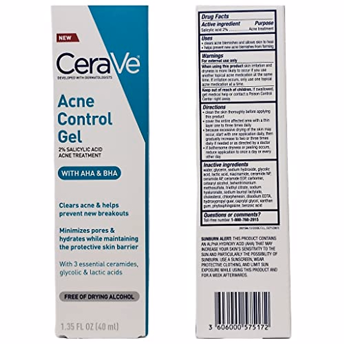 CeraVe Acne Treatment Bundle - Contains CeraVe Resurfacing Retinol Serum (1 fl oz) & CeraVe Acne Control Gel (1.35 fl oz) - With 3 Essential Ceramides, 2 Piece Set, 2.35 Fl Oz