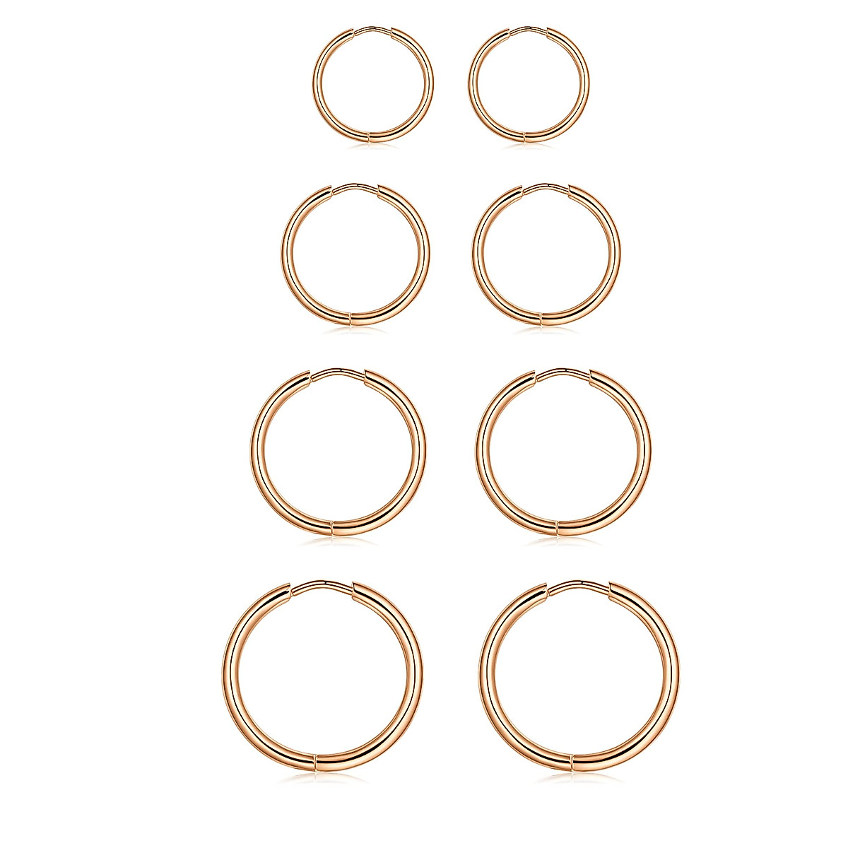 Rose Gold Earrings, Small Hoop Earrings for Women Multipack, Cartilage Earring Huggie Earring 6MM 8MM 10MM 12MM Jewelry