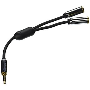Monoprice 6-Inch 3.5mm Stereo Splitter for Mobile - Retail Packaging