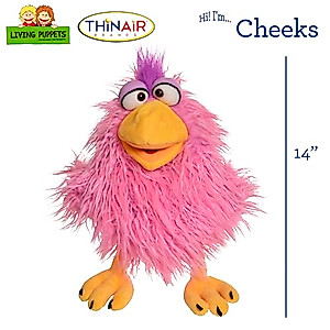 Living Puppets - Cheeks The Pink Chicken, 14 Inch Plush Hand Puppet for Boys and Girls