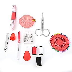 Zixyqol Portable Sewing Box,Embroidery Needle Soft Tape Measure Scissors Thimble Thread with Tinplate Case Travel Set for Home DIY Crafts Sewing