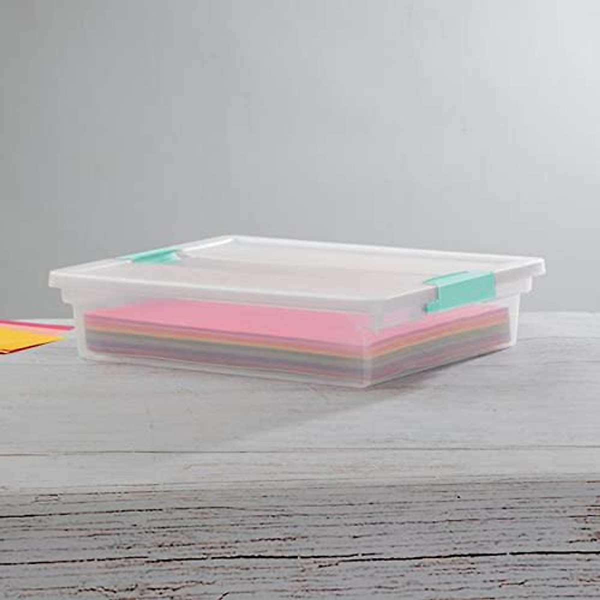 Sterilite Miniature Clip Storage Box w/Latch Lid, 6 Pack, & Large Clip Storage Box w/Latch Lid, 6 Pack for Home, Office, and Workspace Organization