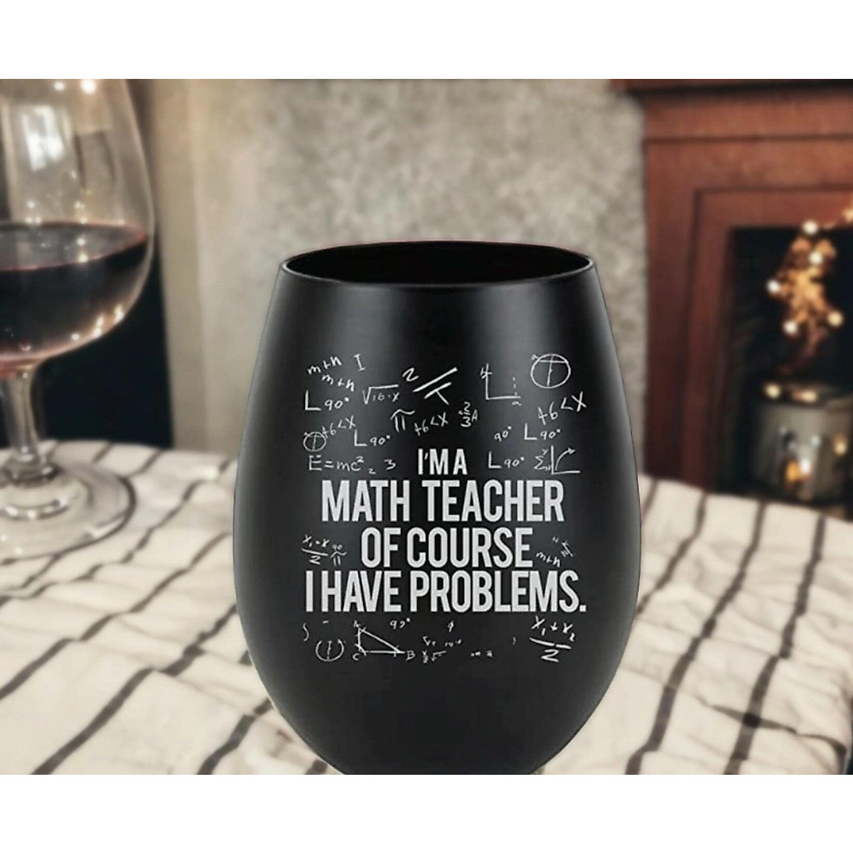 Valentines Day Gifts for Math Teacher, Math Teacher Funny Wine Glass Gift Set, Math Teacher Must Haves