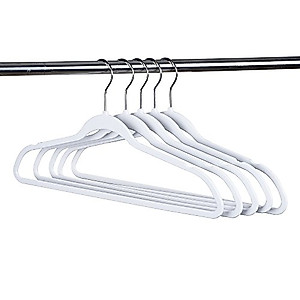 Quality Hangers 50 Pack Non-Velvet Plastic Hangers for Clothes - Heavy Duty Coat Hanger Set - Space-Saving Closet Hangers with Chrome Swivel Hook, Functional Non-Flocked Hangers - White
