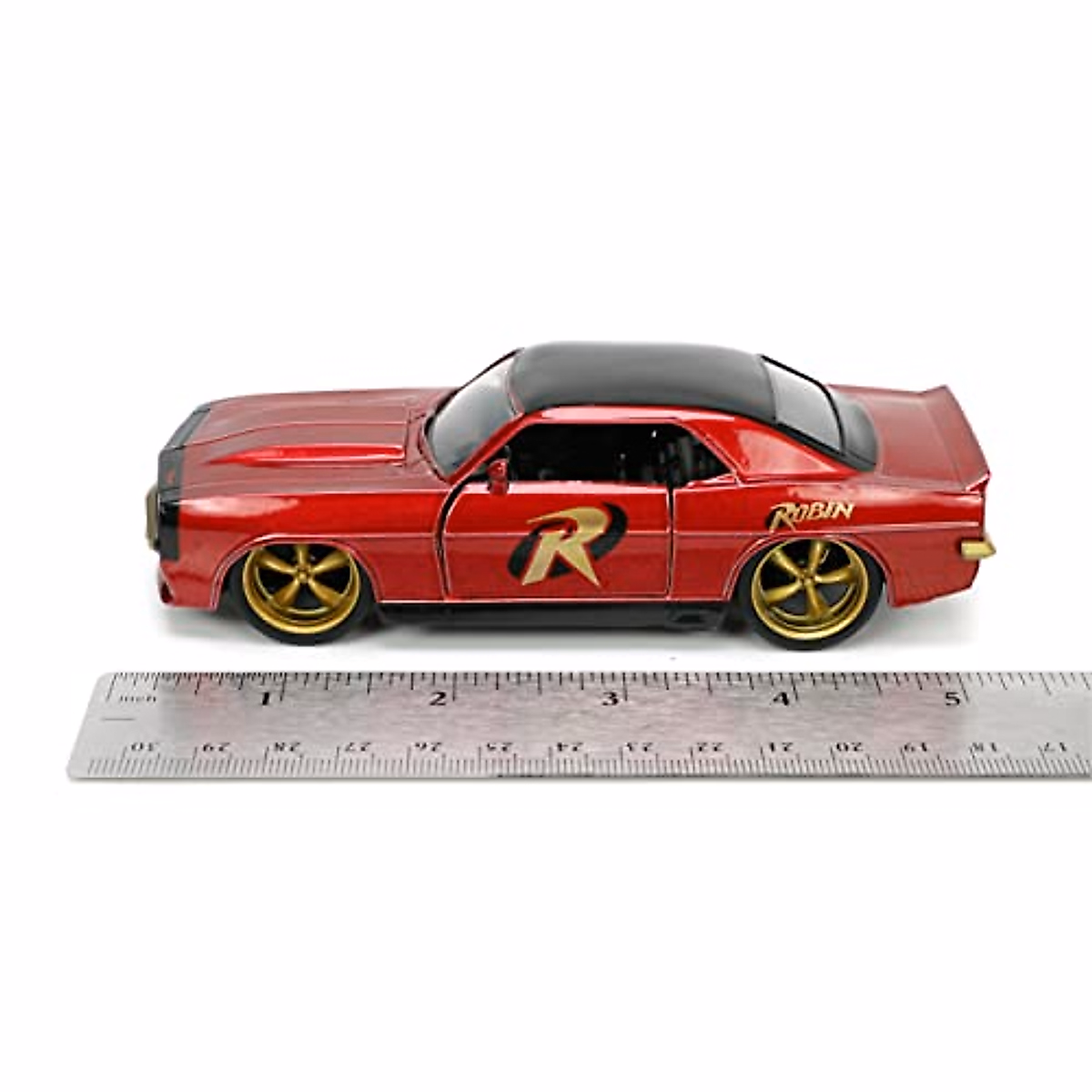 DC Comics 1:32 1969 Chevy Camaro Die-cast Car w/ 1.65" Robin Figure, Toys for Kids and Adults