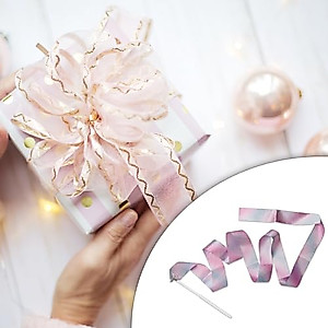 BLMHTWO 2 Pieces Ribbon Dancer Wand Rhythmic Ribbon Stick Dance Streamers Baton Twirling Ribbon Stick with Non-slip Handle for Artistic Dancing Gymnastics Kids Dancing Talent Shows Party Gift