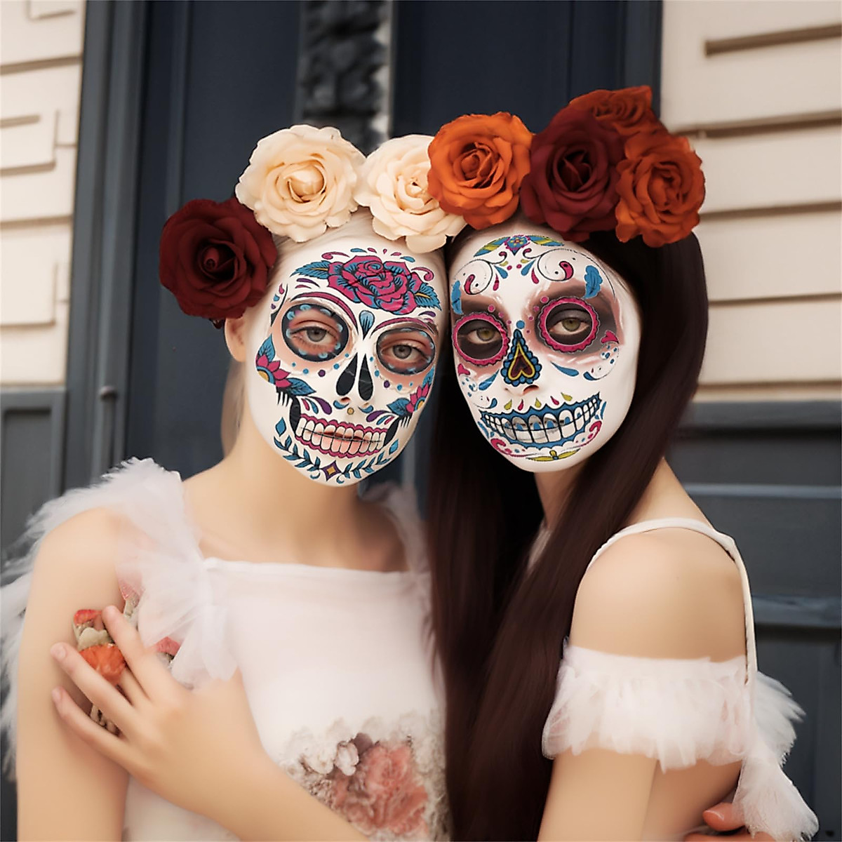 Jim&Gloria Black and White Face Paint + Painting Brush + UV Glow Tattoos, Sweatproof & Water Resistance Paints, Professional Palette Makeup Kit for Halloween SFX Costume Skeleton Clown Joker Mime