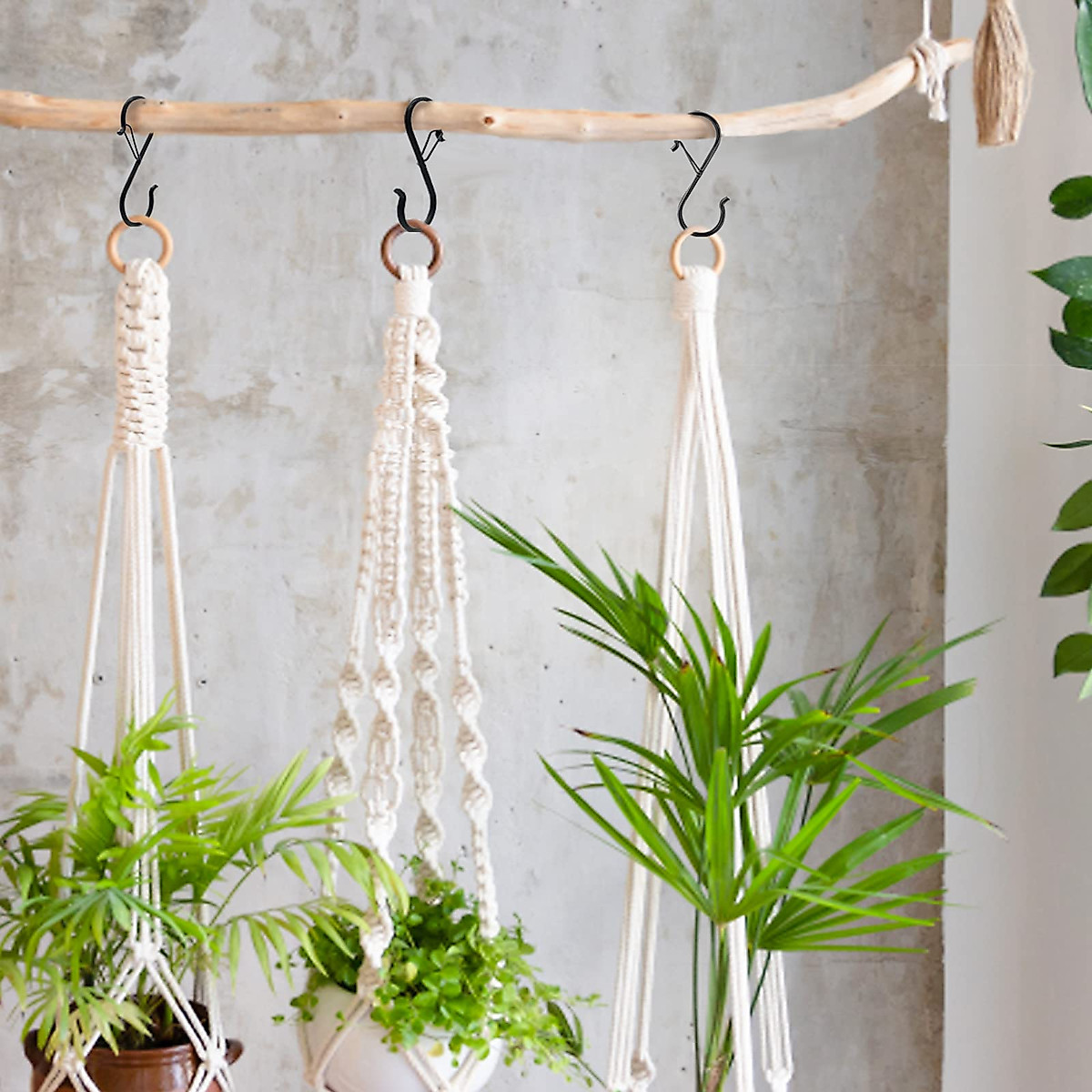 Zienlay 20 Pack S Hooks for Hanging, 3.5 Inch S Hooks Heavy Duty for Hanging Clothes Plants Black S Shaped Hooks with Safety Buckle Kitchen Pot Rack Closet Hooks for Kitchen Utensil, Pots, Pans