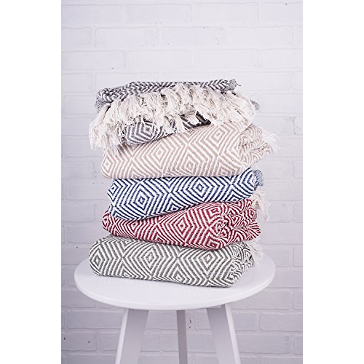 DII Diamond Throw Collection Woven Cotton, 50x60, Mineral Gray