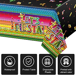 3 Pieces Fiesta Theme Party Tablecloth, Cinco De Mayo Party Table Covers Mexican Serape Table Runner Cloth Fiesta Birthday Party Supplies for Mexican Fiesta Party Wedding Decoration, 108 x 54 Inch