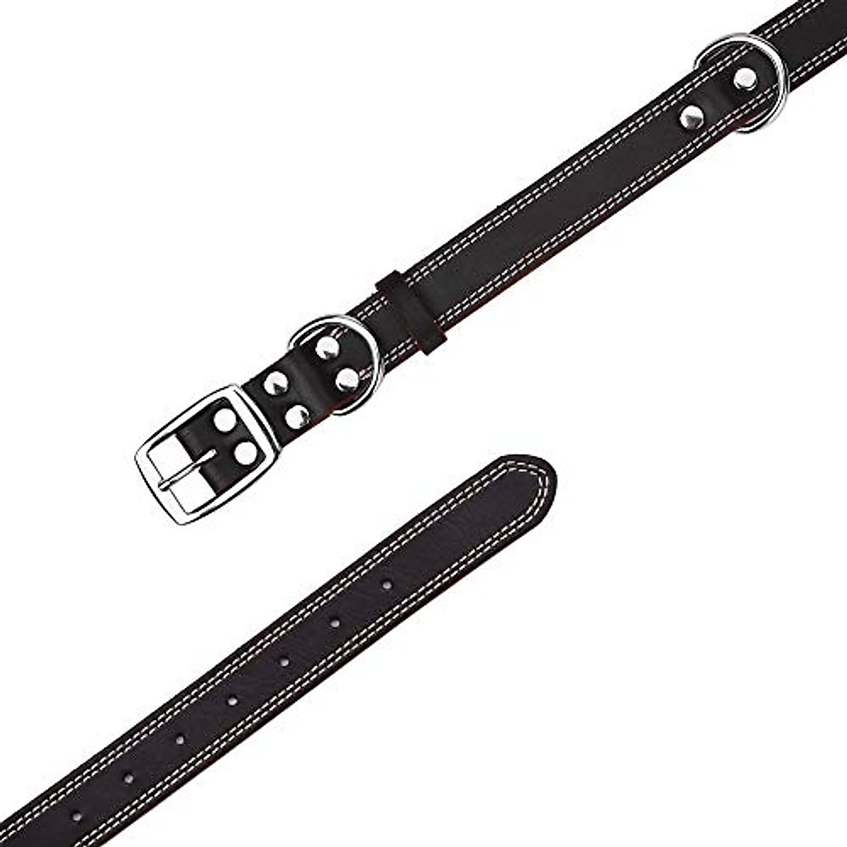 DAIHAQIKO Dog Collar，Leather Dog Collar Classic Heavy Duty Dog Collar Genuine Leather Collar, Soft and Durable for Small, Medium, Large, Extra Large Breed Dogs