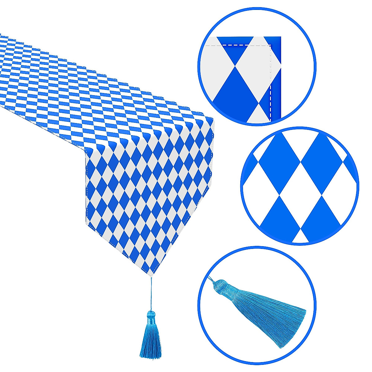 Wehhbtye 2 Pack Oktoberfest Table Runner -12 x71 Table Runner Oktoberfest Decorations with Tassels -Table Runner Dresser Scarves for Table Dinner Holiday Party (Oktoberfest Diamond, 2)