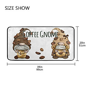 Aslsiy Coffee Gnome Kitchen Rug Coffee Beans Area Rug Door Mats Bath Welcome Rugs for Floor Bedroom Living Room Home Decor 39" X 20"