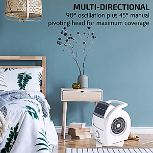 OVENTE Electric Blower Floor Fan 15" with 3-Speed Control, 90° Oscillating and 45° Manual Pivoting Head, Low-Noise Technology and Easy to Clean Air Filter Ideal for Home, Bedroom, Office, White BF74W