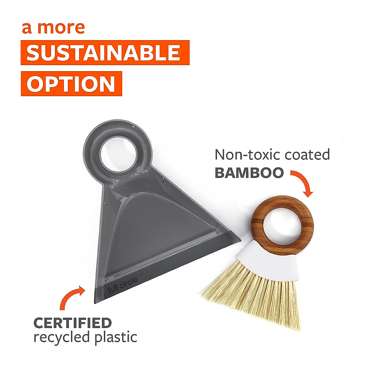 Full Circle and Brush Set, White Tiny Team Mini Dustpan