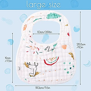 HOPMORED 6Pcs Snap Muslin Bibs,Muslin Cotton Bibs for Baby,Adjustable Snap Bibs,8 Absorbent Layers Soft Baby Bibs for Infants Newborns Babys Toddlers (Animal-pattern)