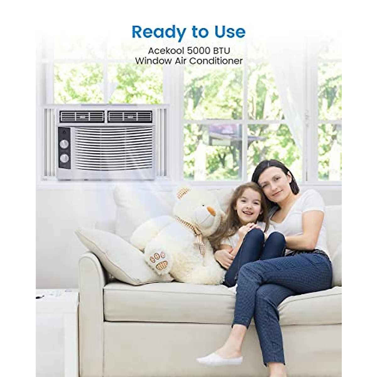 Garvee 5,000 BTU Window Mounted Air Conditioner - Efficient Cooling Small Window AC Unit with Easy-to-Use Mechanical Controls and Washable Filter, Cool up to 150 Sq.Ft., 110-115V, White