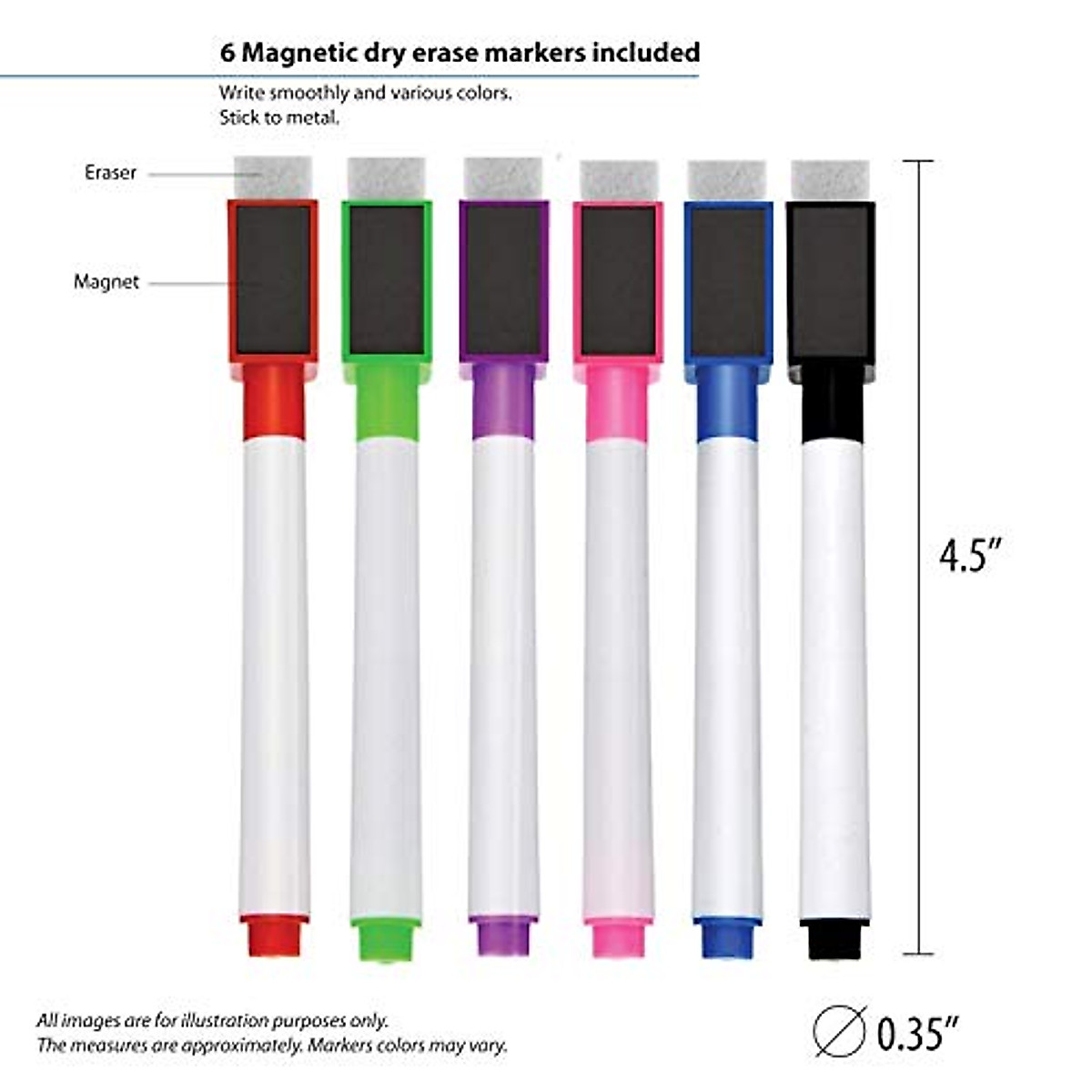 Deke Magnetic Dry Erase whiteboard 17x11. + 6 Dry Eraser Marker W/Erasers School Home Calendar Office Supplies. White Board Dry Wall, Fridge, Refrigerator Expo Small/Large Whiteboards for Refrigerator