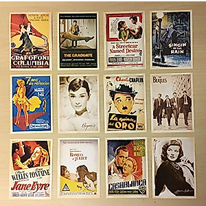 DreamHigh 64 pcs Collectible Vintage  Ads & Movie Poster Postcards Bulk Pack