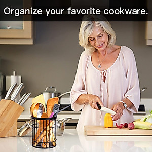 Black Kitchen Utensil Holder for Countertop, Metal Wire Kitchen Utensils Crock for Counter Organizer, Matte Spatula Holder for Cooking Storage 4.4 * 5.4 IN