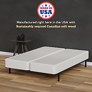 Mattress Solution, 4-Inch Sturdy Box Spring for Mattress Support-Durable and Fully Assembled, Natural Wood Foundation for Queen, White