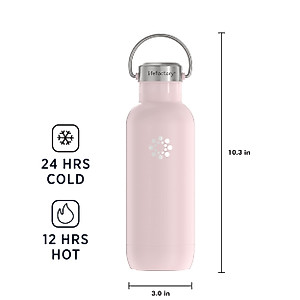 LIfeFactory Stainless Steel Vacuum-Insulated Sport Bottle, 24 Ounce, Desert Rose